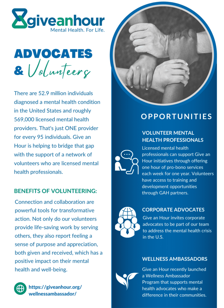 Volunteer with Give an Hour: Improve Your Own Mental Health While ...