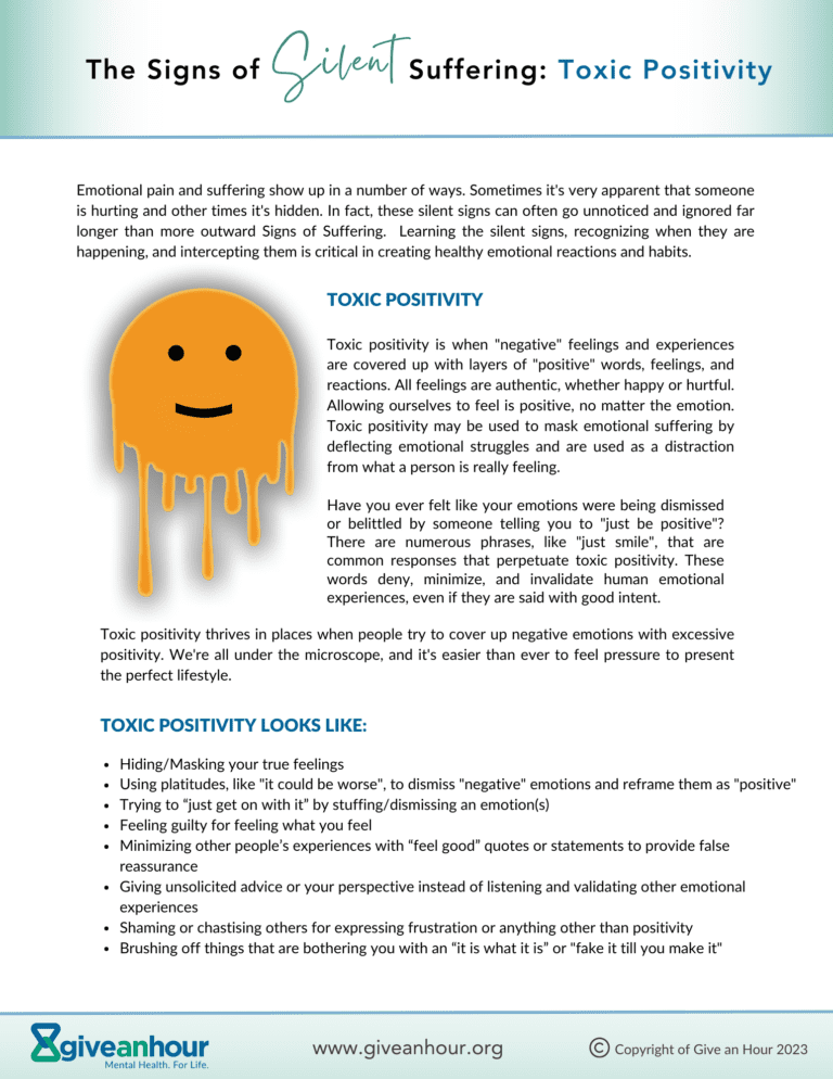 Introducing "The Signs of Silent Suffering: Toxic Positivity" - Give an ...